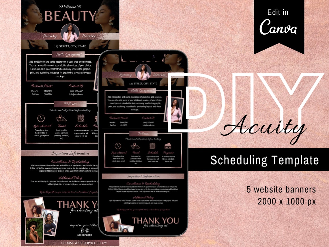 DIY Acuity Booking Site Template Editable in Canva With - Etsy