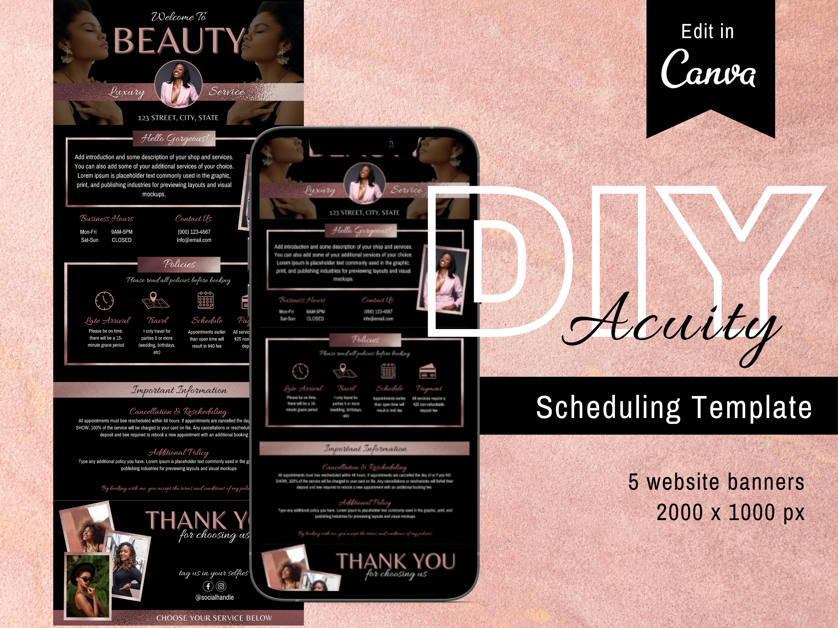 DIY Acuity Booking Site Template Editable in Canva With Installation ...