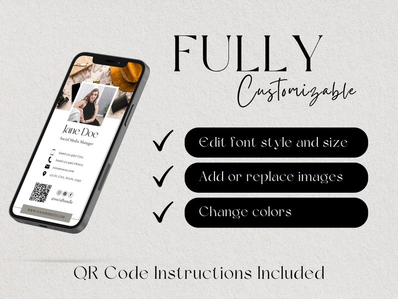 Editable Digital Business Card Template 4 Designs Included - Etsy