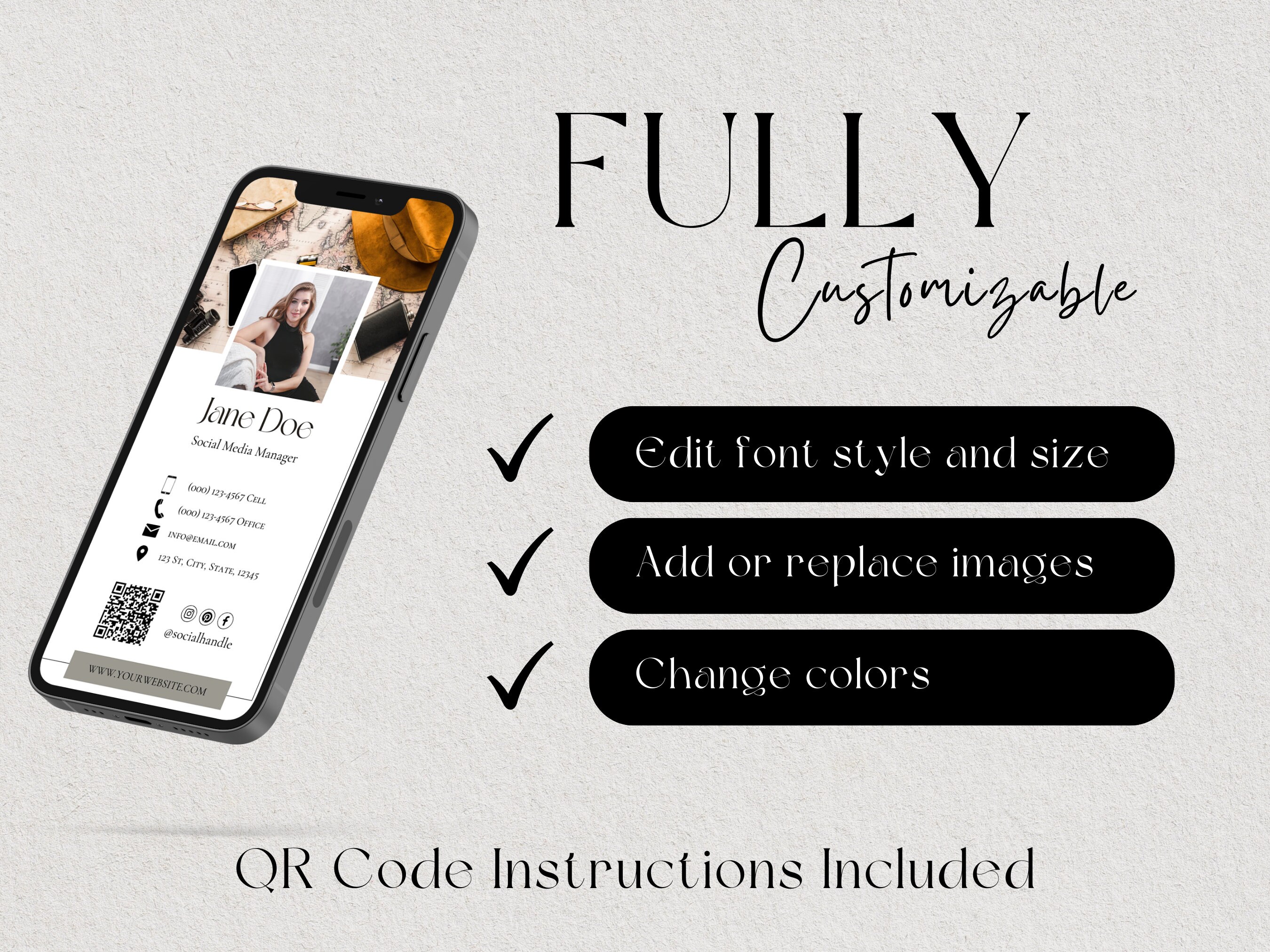 Editable Digital Business Card Template 4 Designs Included - Etsy