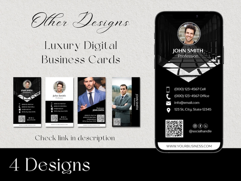 Editable Digital Business Card Template 4 Designs Included - Etsy