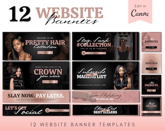 Website Banner Kit Template Luxury DIY Web Design for Shopify Wix Hair ...