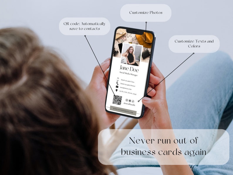 Editable Digital Business Card Template 4 Designs Included - Etsy