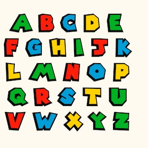 Mario Super Font & Alphabet Digital Files - SVG, PNG, TTF - Etsy