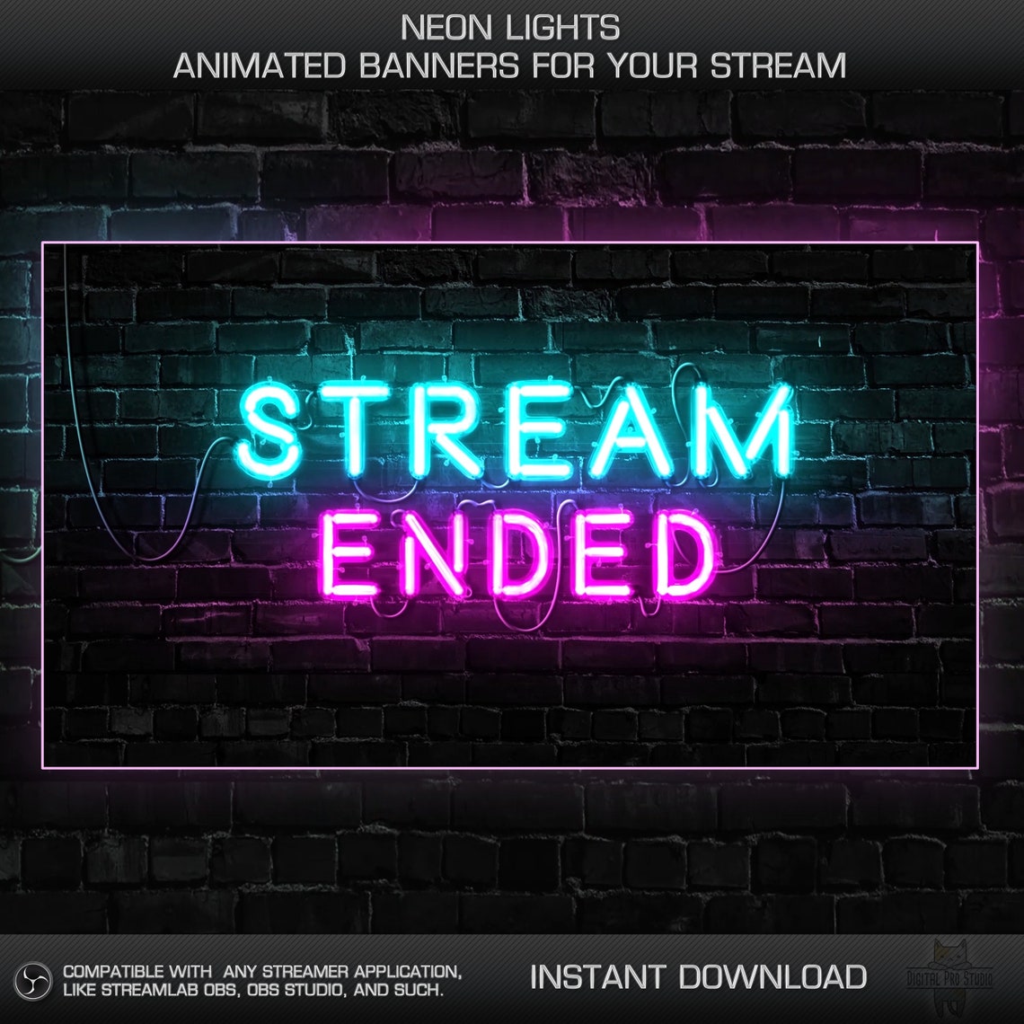 Neon Twitch Banner. Neon Lights Animated Twitch Screens. | Etsy