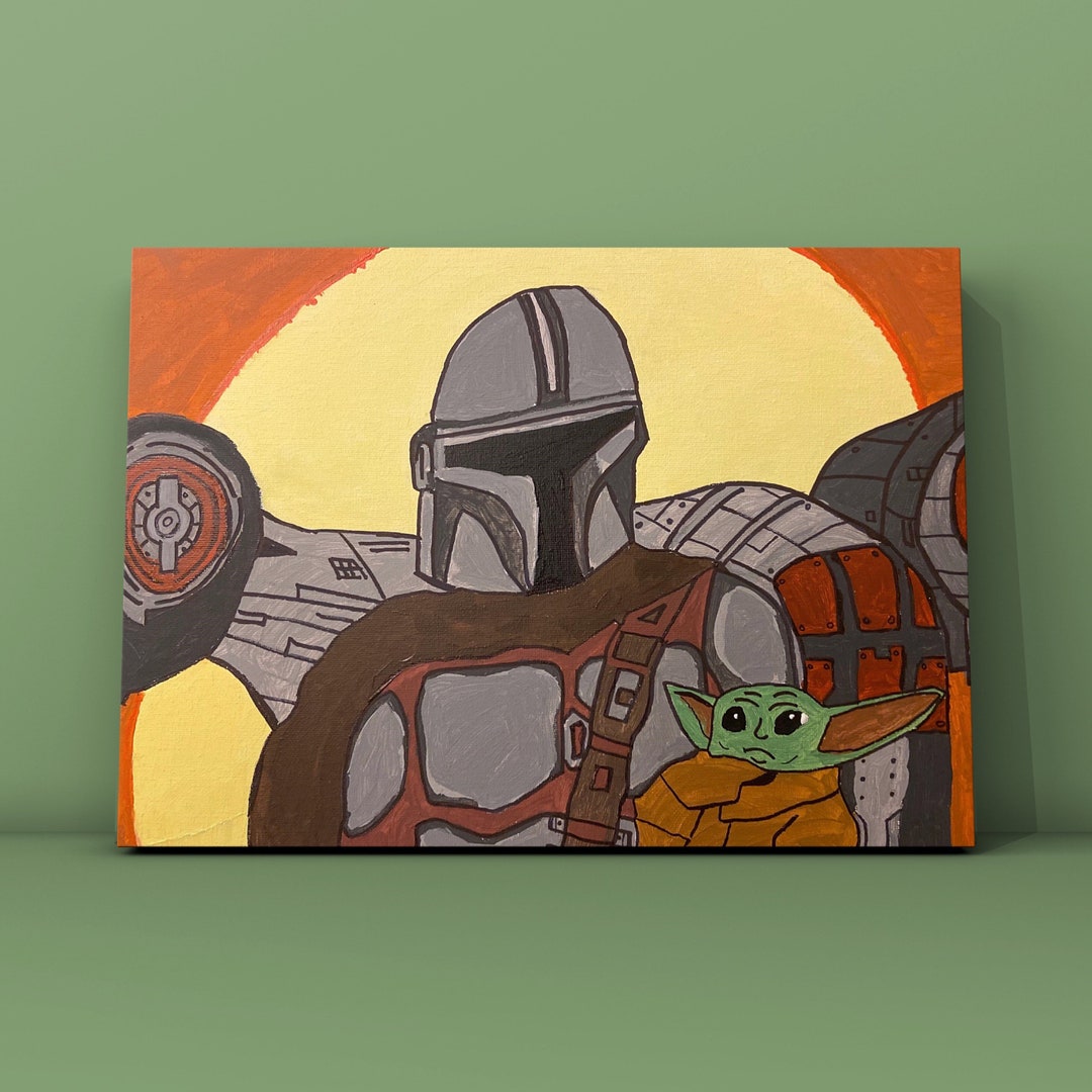 Handpainted Mandalorian and Grogu Canvas Art (40cm X 30cm) - Etsy
