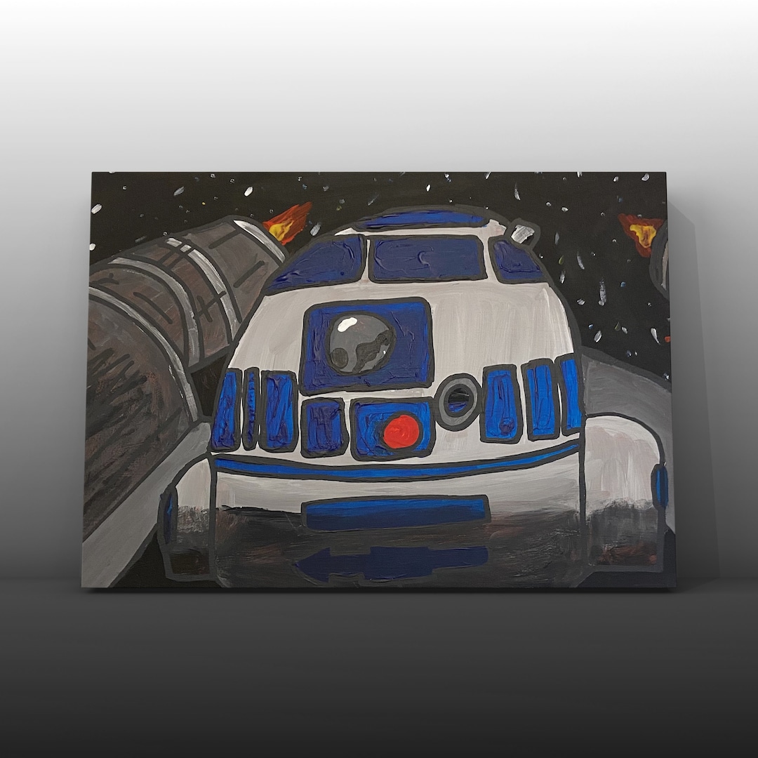 R2D2 in X-wing red Five Painting Acrylic on Stretched Canvas - Etsy
