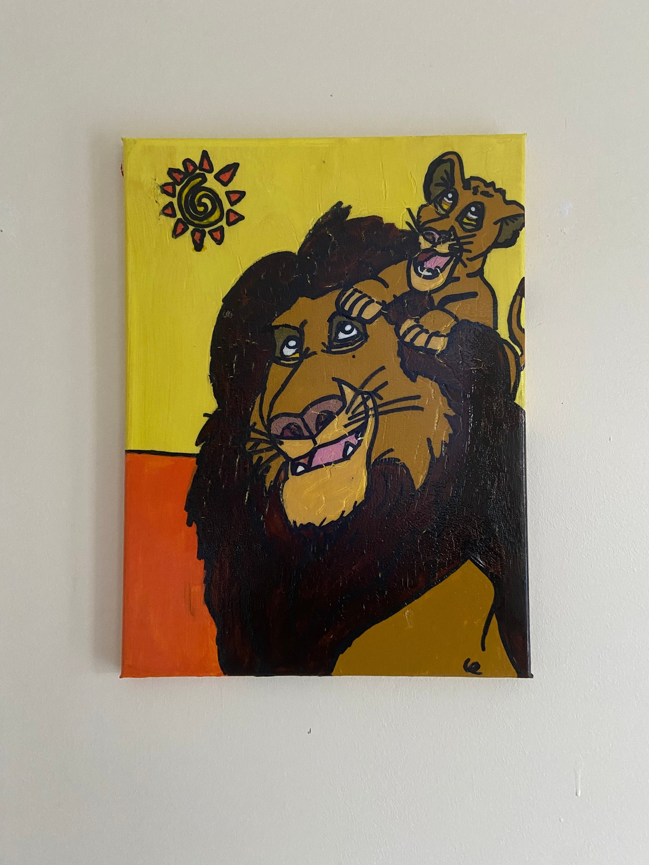 Simba & Mufasa (disney Lion King) Handpainted Acrylic on Stretched ...