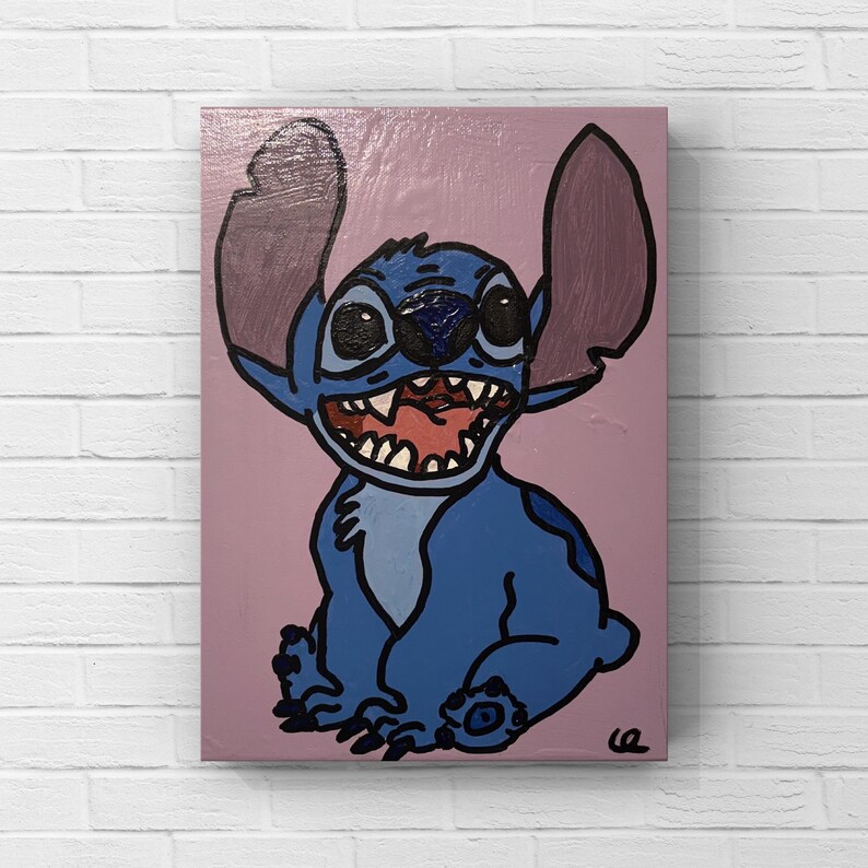 Stitch (disney) Handpainted Acrylic on Stretched Canvas. 25 Cm X 20 Cm ...