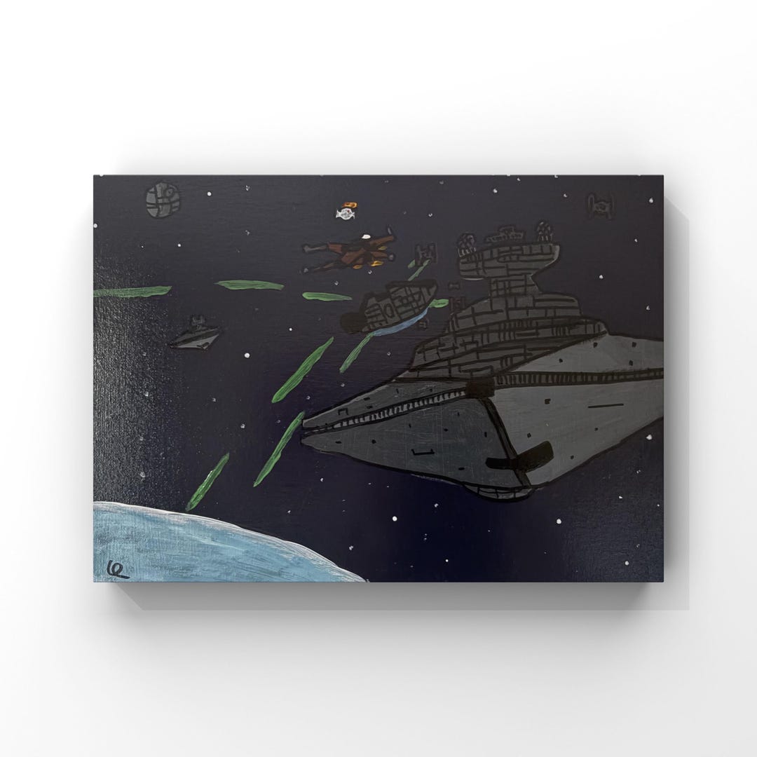 Handpainted Star Wars Canvas Art: Star Destroyer, Millennium Falcon ...