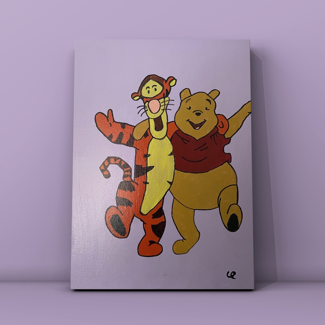 Winnie the Pooh & Tigger disney Handpainted Acrylic on Stretched Canvas ...