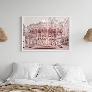 Pink Paris Carousel Print, Merry Go Round Photography, Paris Carousel ...