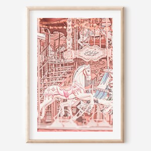 Pink Paris Print Set, Carousel Horse, Carousel Nursery Prints, Paris ...