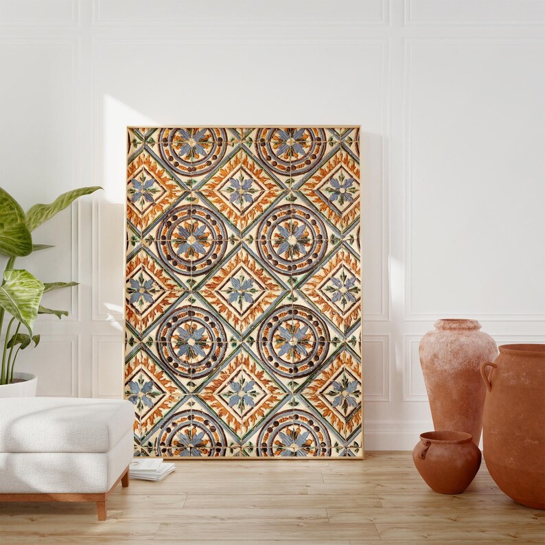 Spanish Tile Wall Art Set of 3 - Seville Ceramic Photography Prints ...