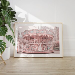 Pink Paris Carousel Print, Merry Go Round Photography, Paris Carousel at Sacre Couer, Pink Toned ...