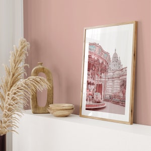 Vintage Paris Carousel Print, Merry Go Round, Pastel Pink Carousel at ...