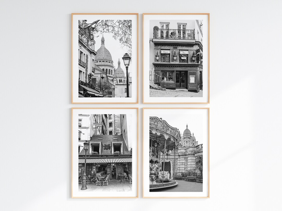 Paris Set of 4 Prints, Black and White Paris Wall Art, French Gallery ...