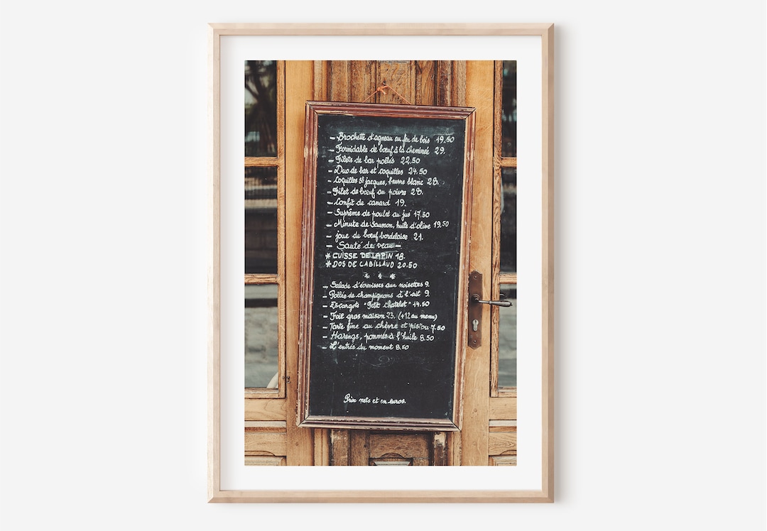 Paris Cafe Menu Board Print, Bistro Chalkboard - French Kitchen Wall ...