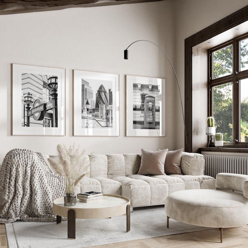 Black and White London Architecture Print Set: Gherkin, Underground ...