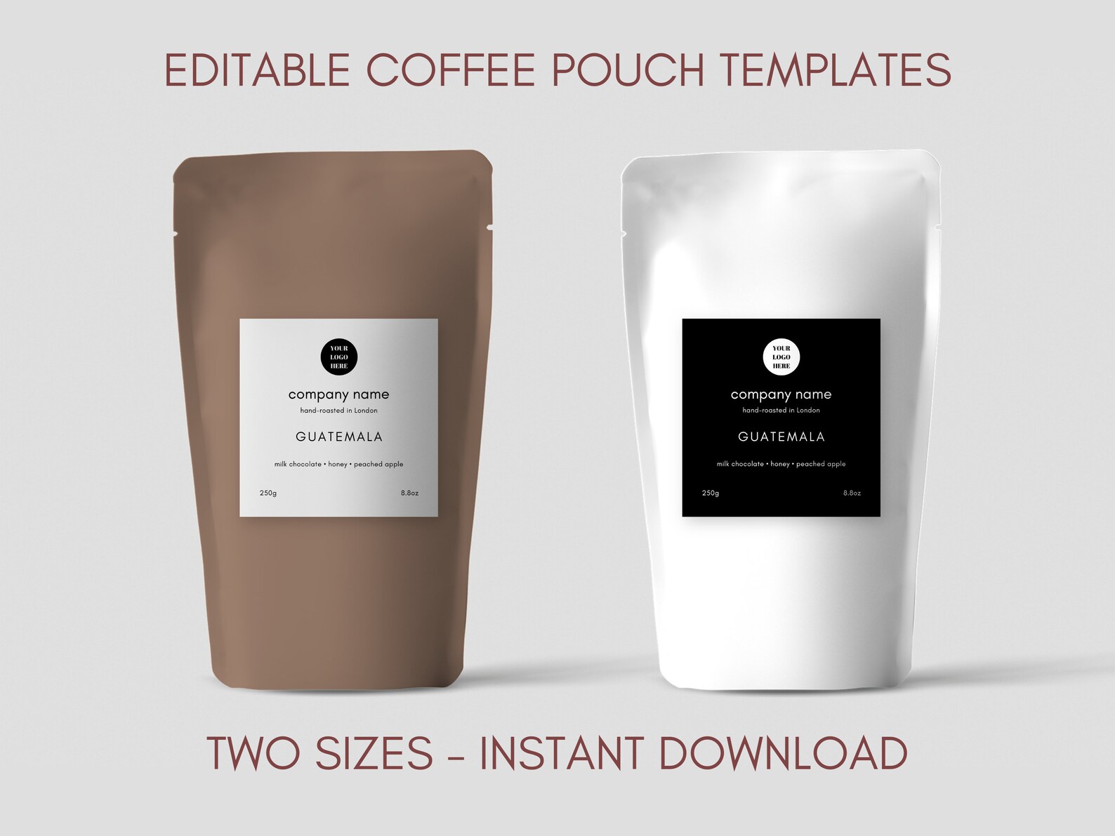 DIY Pouch Label Template, Editable Coffee Label Sticker, Printable Tea ...