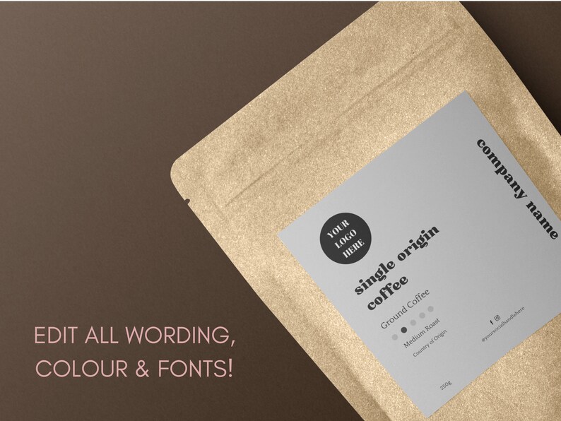 Printable Coffee Label Sticker, Editable Template, DIY Product Labels ...