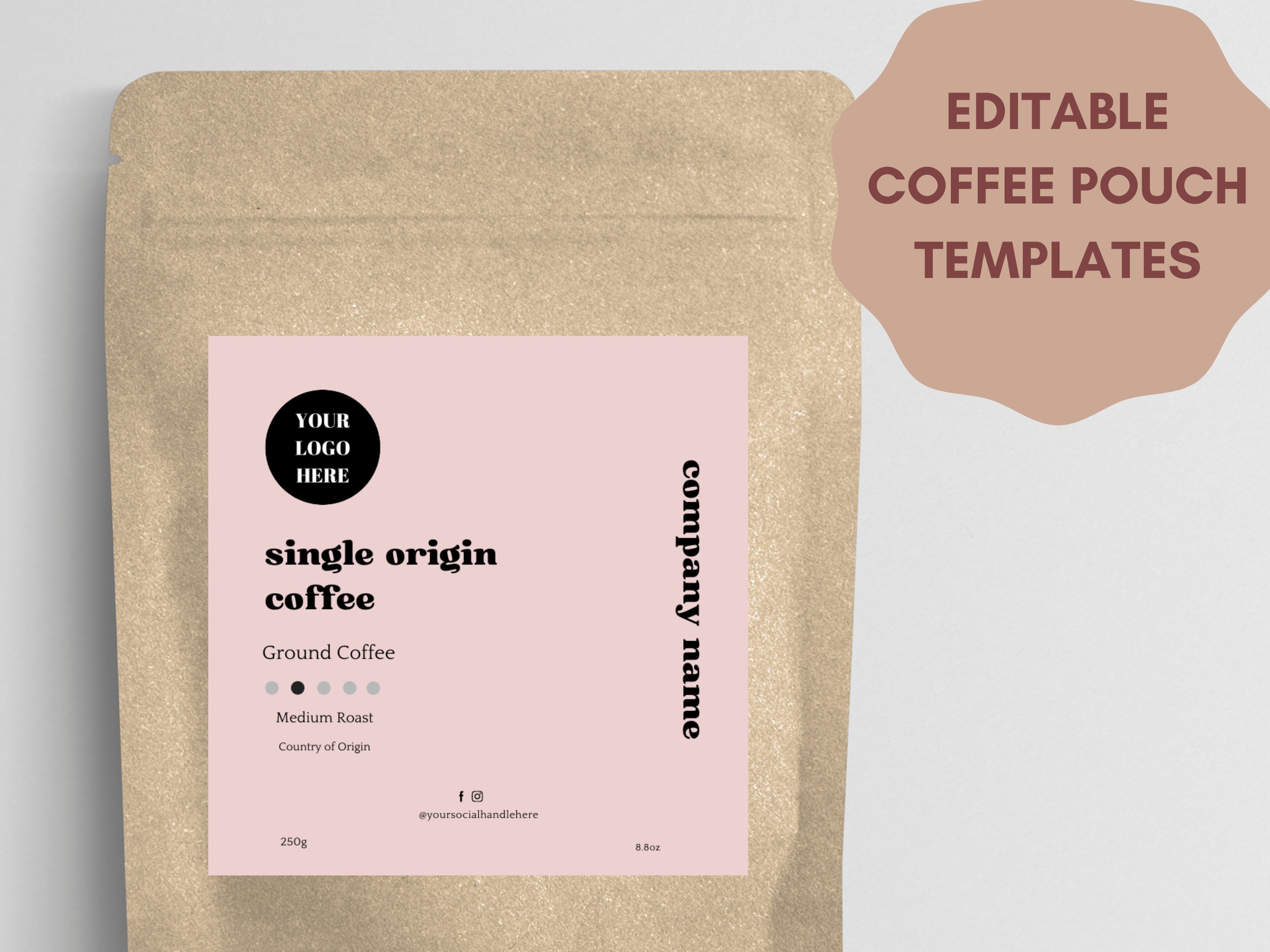 Printable Coffee Label Sticker, Editable Template, DIY Product Labels ...