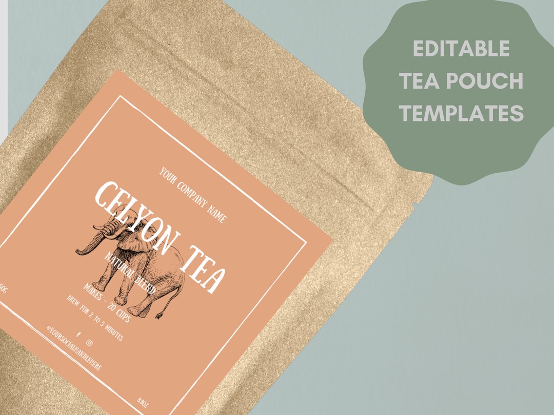 Editable Printable Tea Pouch Labels, Editable Template, DIY Product ...