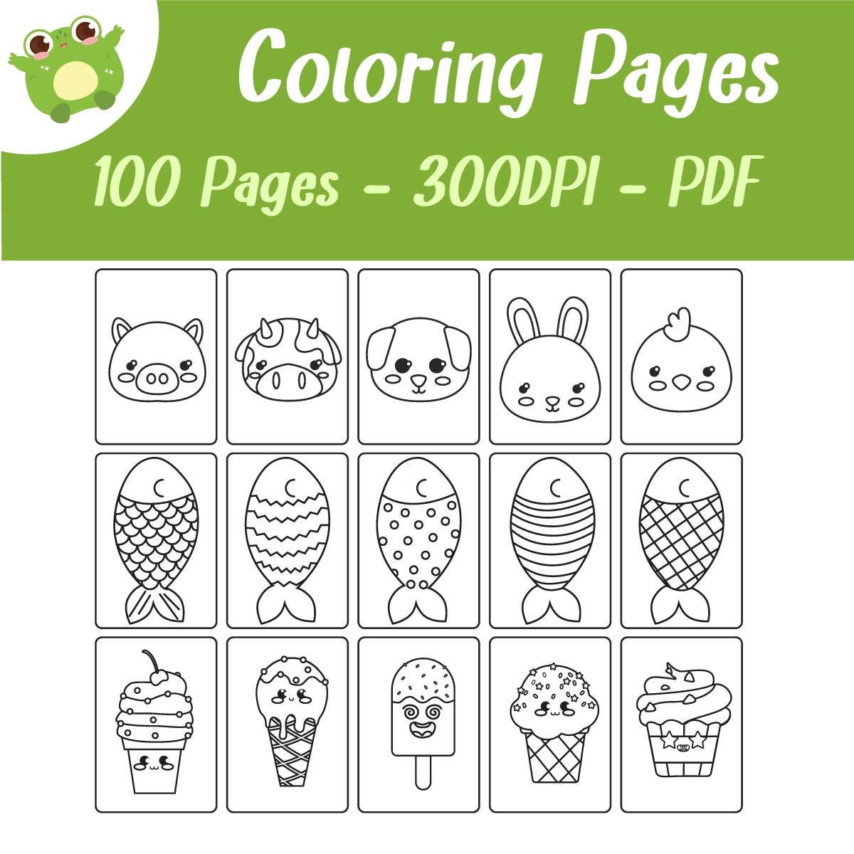 100 Coloring Pages Printable Free for Commercial Use Kdp - Etsy