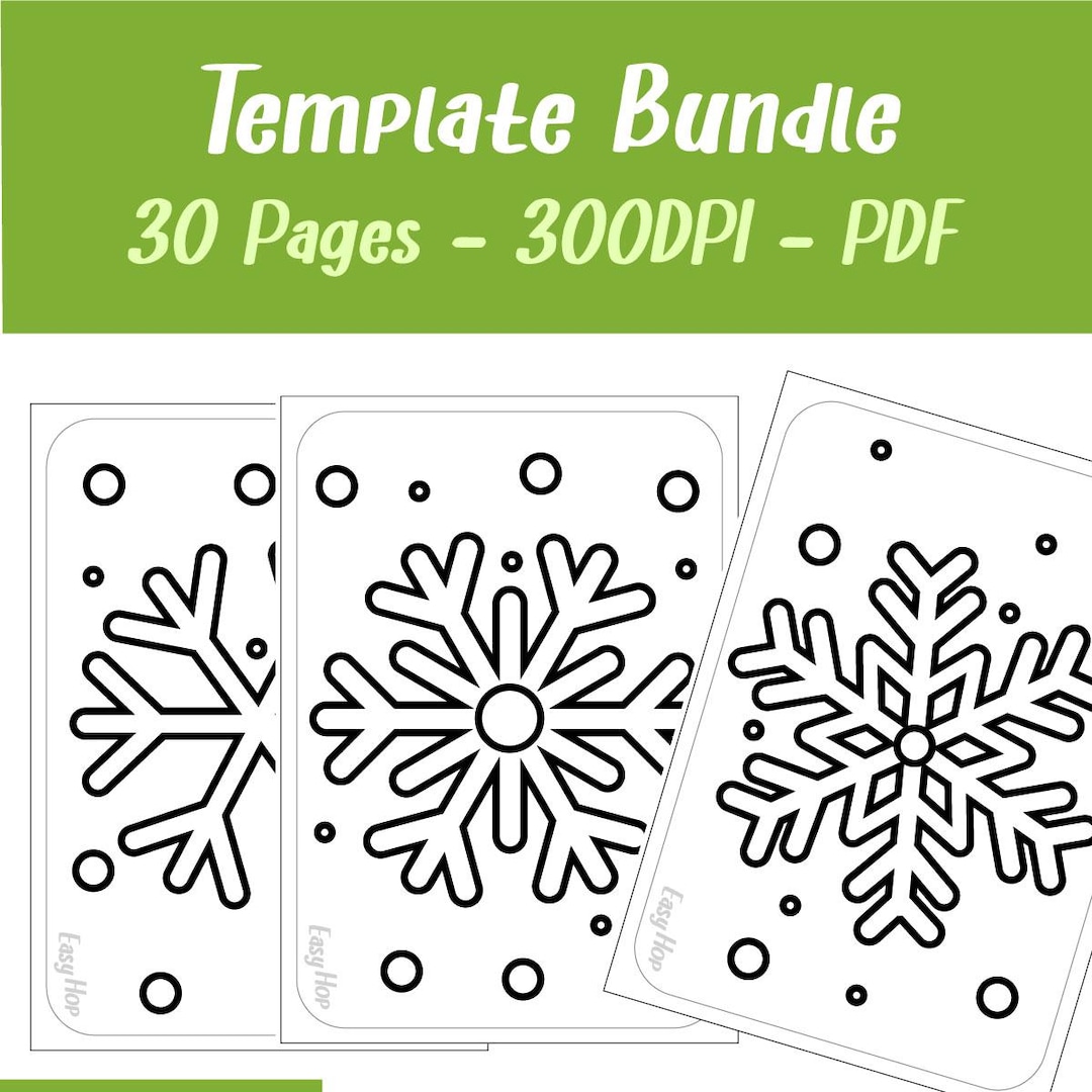 Snowflakes Template BUNDLE Printable Set 30 Pages for Creative Projects ...