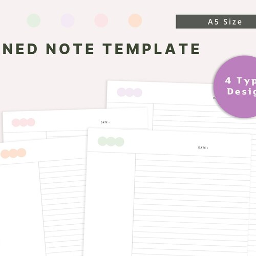 Lined Writing Paper Lined Notes Printable Study Note - Etsy