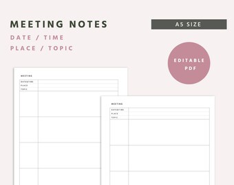 Editable Meeting Notes Template Meeting Notes Printable - Etsy