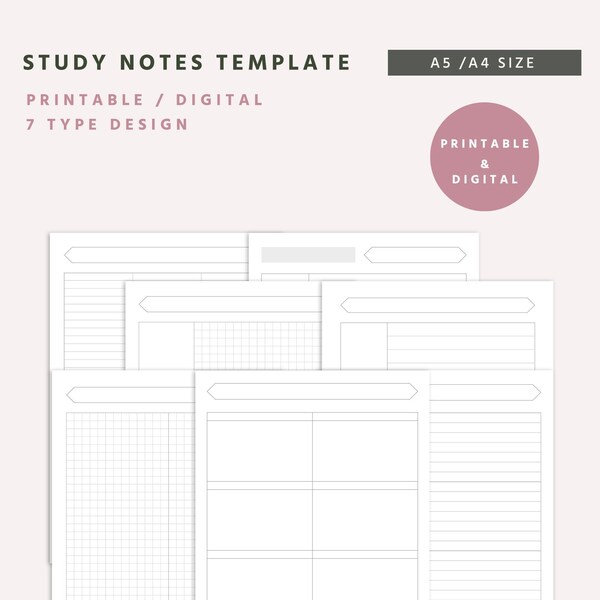 Study Note Page - Etsy