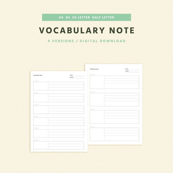 Vocabulary List Editable - Etsy