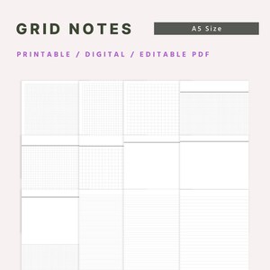 A5 Grid, Lined Note Taking Template, Student Note Template Printable ...