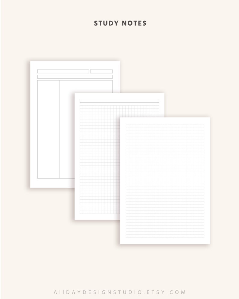 A5 Printable Study Note Study Planner Graph Paper Cornell | Etsy