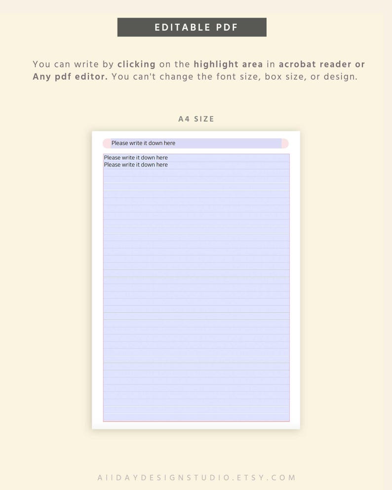 Colorful Lined Notes Printable: A4, A5, US Letter Sizes (PDF), Simple ...