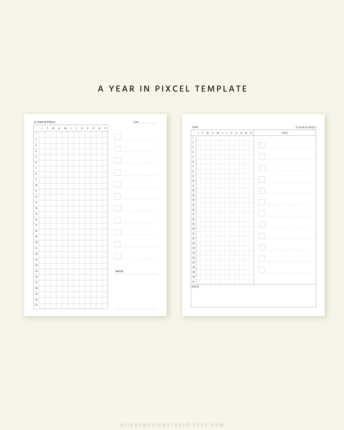 A Year in Pixels Mood Tracker, Digital & Printable Emotion Journal ...