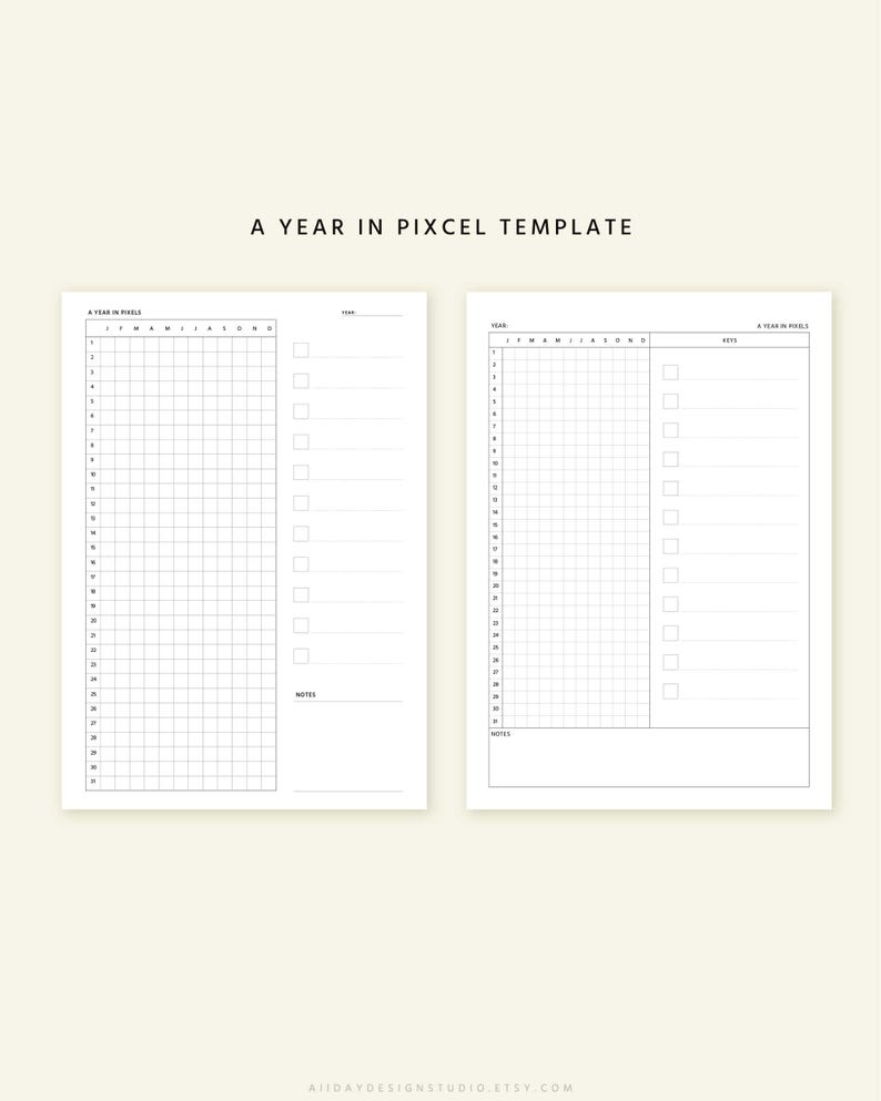 A Year in Pixels Mood Tracker, Digital & Printable Emotion Journal ...