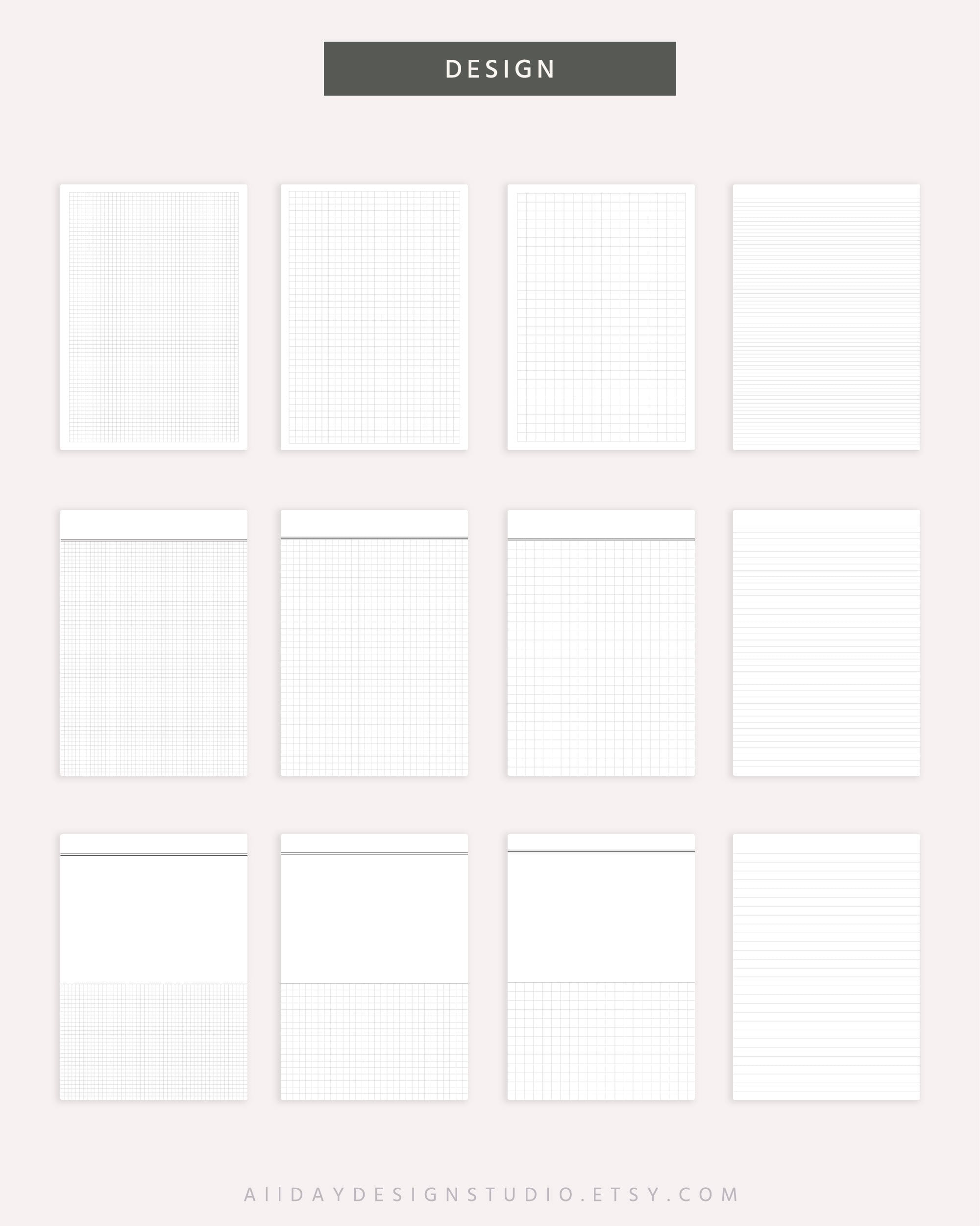 A5 Grid, Lined Note Taking Template, Student Note Template Printable ...
