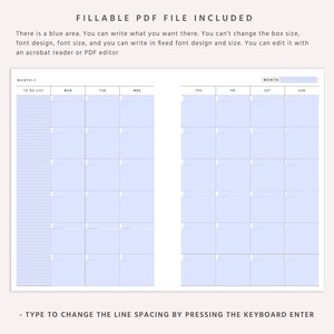 A5 A4 Undated Monthly Simple Planner, Monday Sunday Start, Blank ...