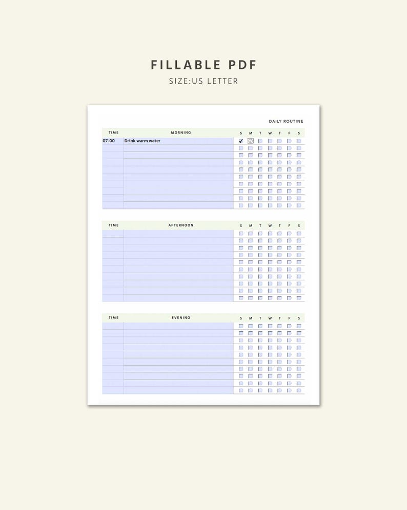 ADHD Printable Daily Routine Planner, Habit Tracker, Simple Focus ...