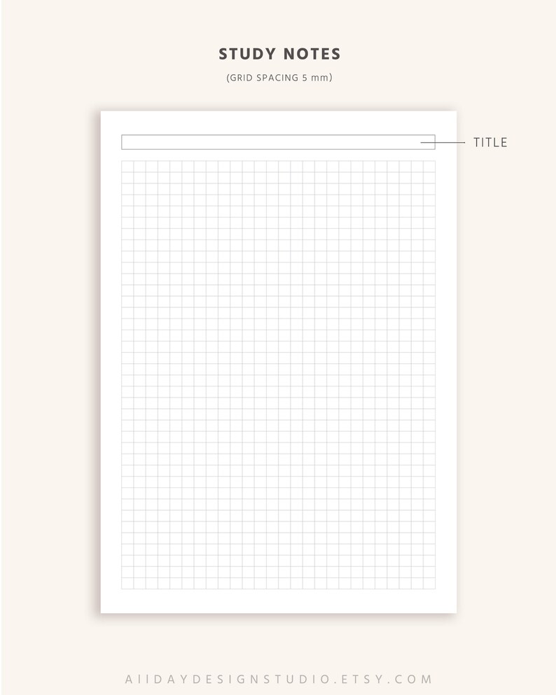 A5 Printable Study Note Study Planner Graph Paper Cornell | Etsy