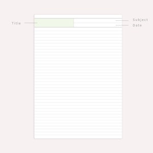A5, A4 Printable Lined Study Notes Template, Goodnote Paper Template ...