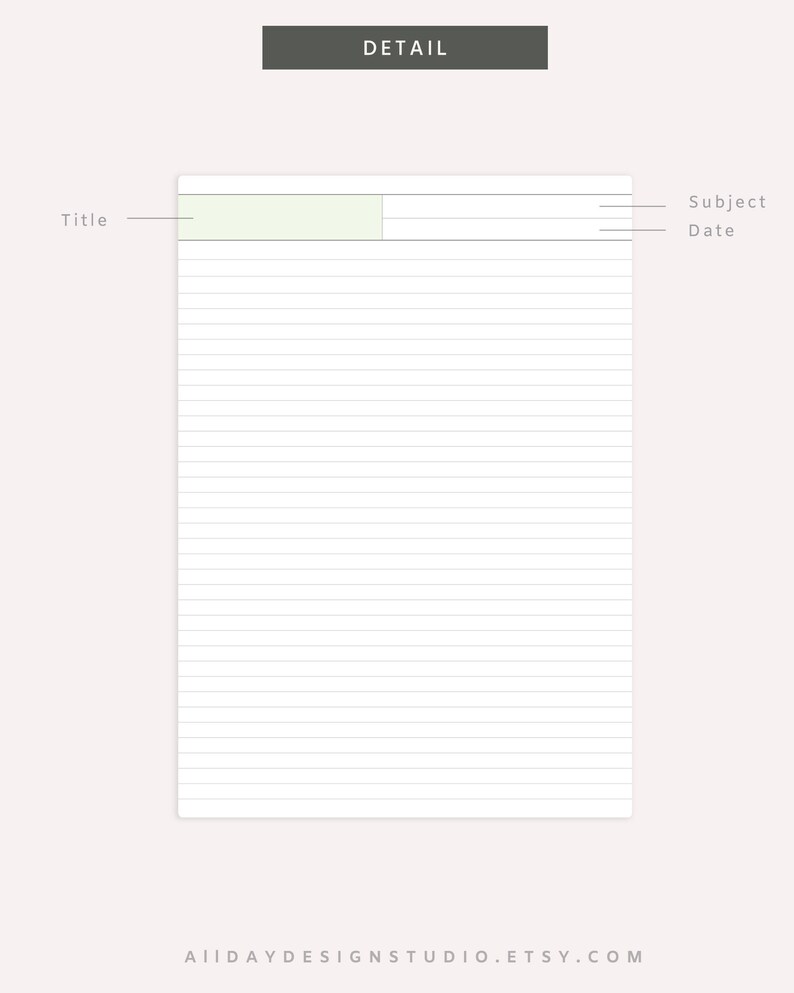 A5, A4 Printable Lined Study Notes Template, Goodnote Paper Template ...
