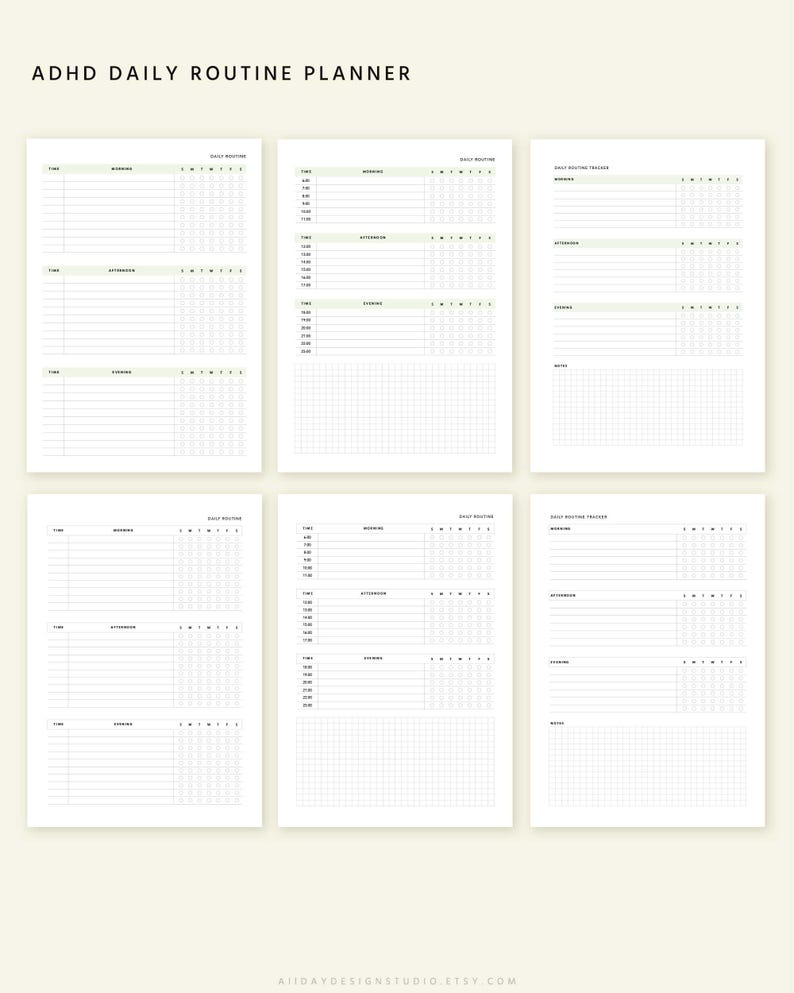 ADHD Printable Daily Routine Planner, Habit Tracker, Simple Focus ...