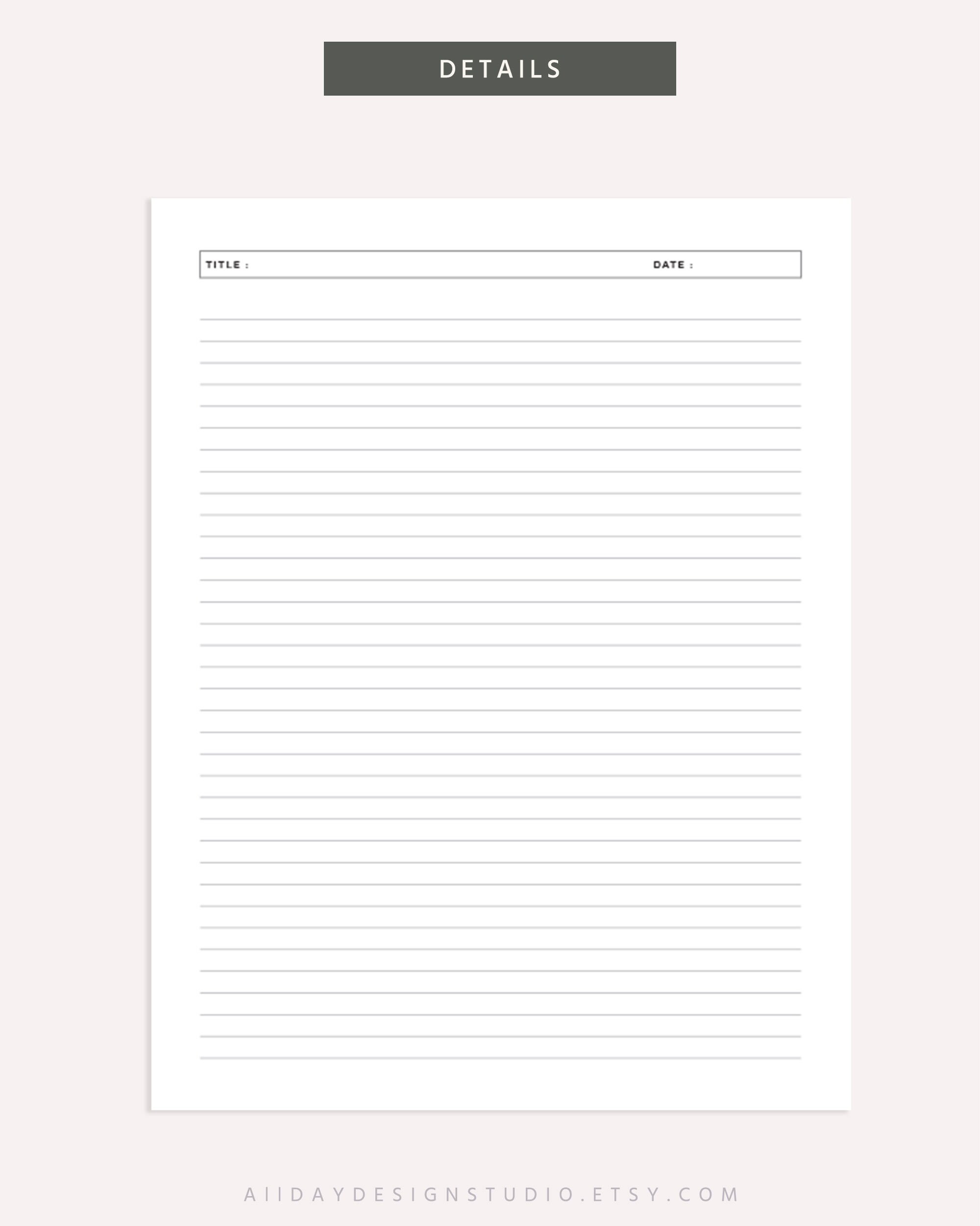 Printable Study Note Template Class Lined Notes Grid Note - Etsy UK