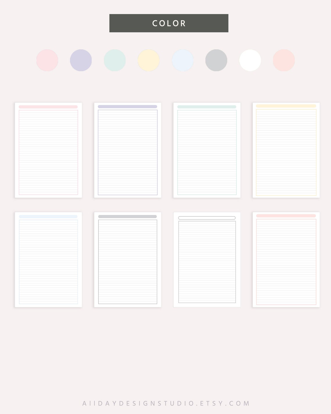 Lined Writing Paper Lined Notes Printable Study Note - Etsy