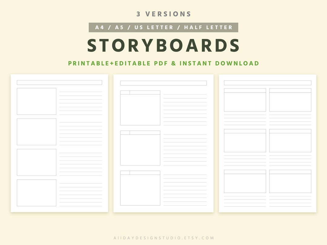 Storyboard Template PDF With Scene Shot and Continuity Notes Printable ...