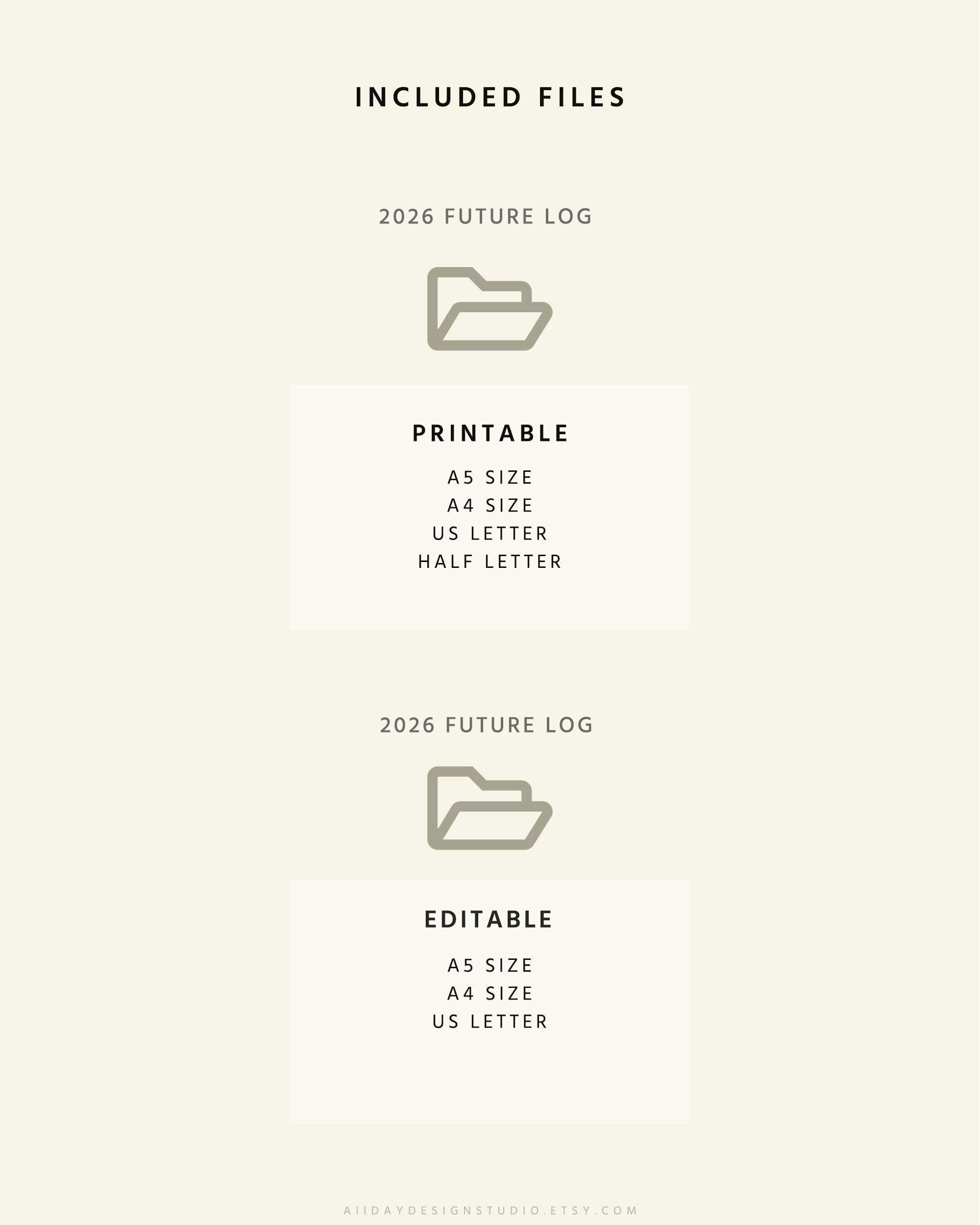 2026 Future Log Printable, Year at a Glance Planning, Minimalist Bullet ...