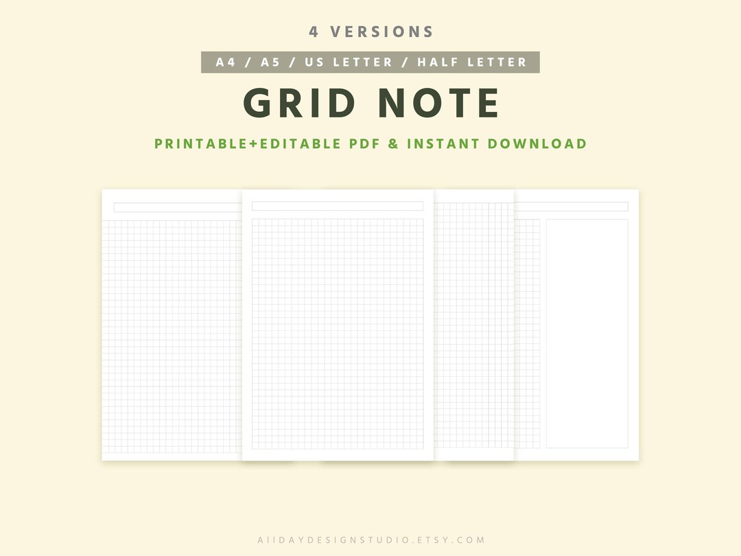 Grid Notes Printable, Math Study Note Taking, Clean Grid Paper, PDF ...